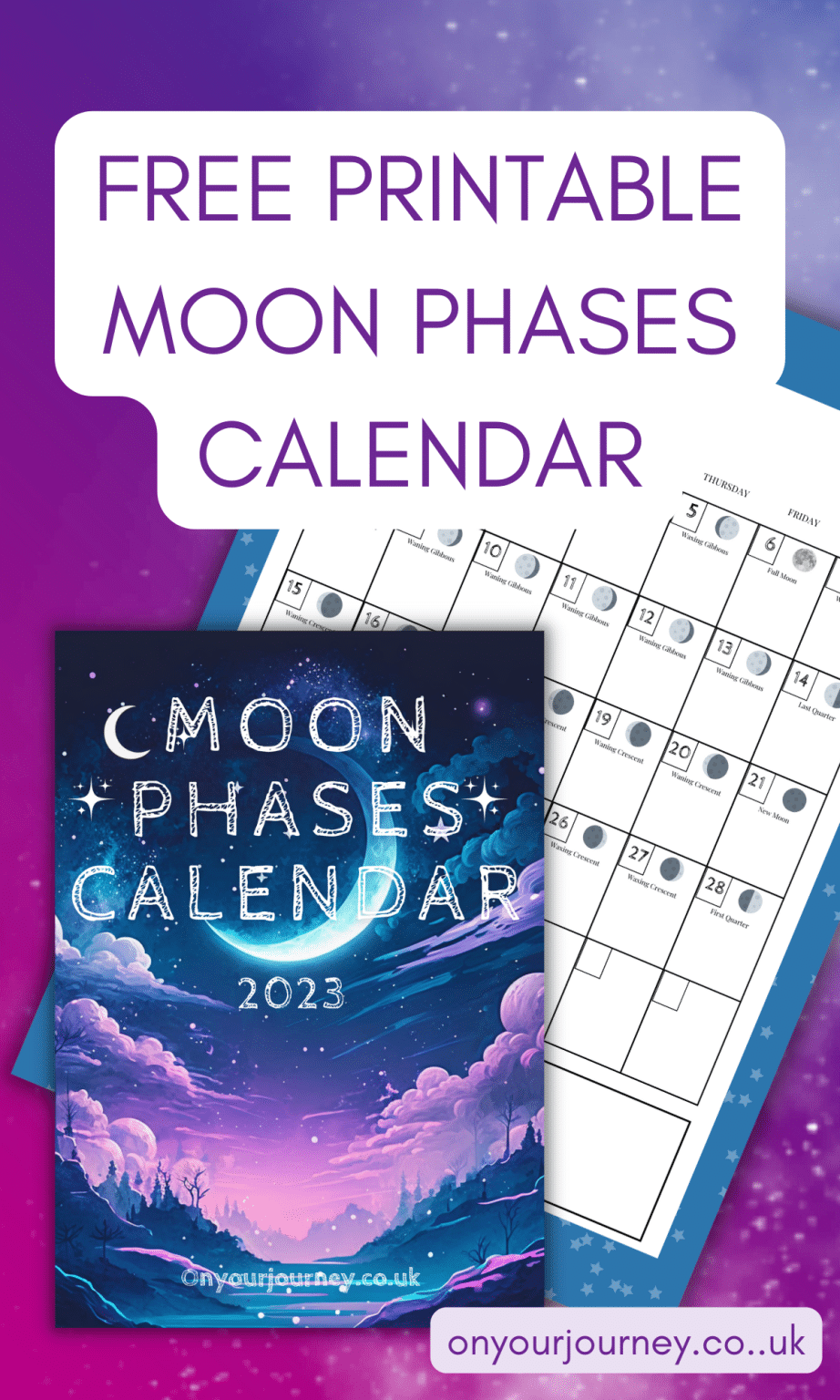 Free Printable Moon Phases Calendar 2023 - On Your Journey