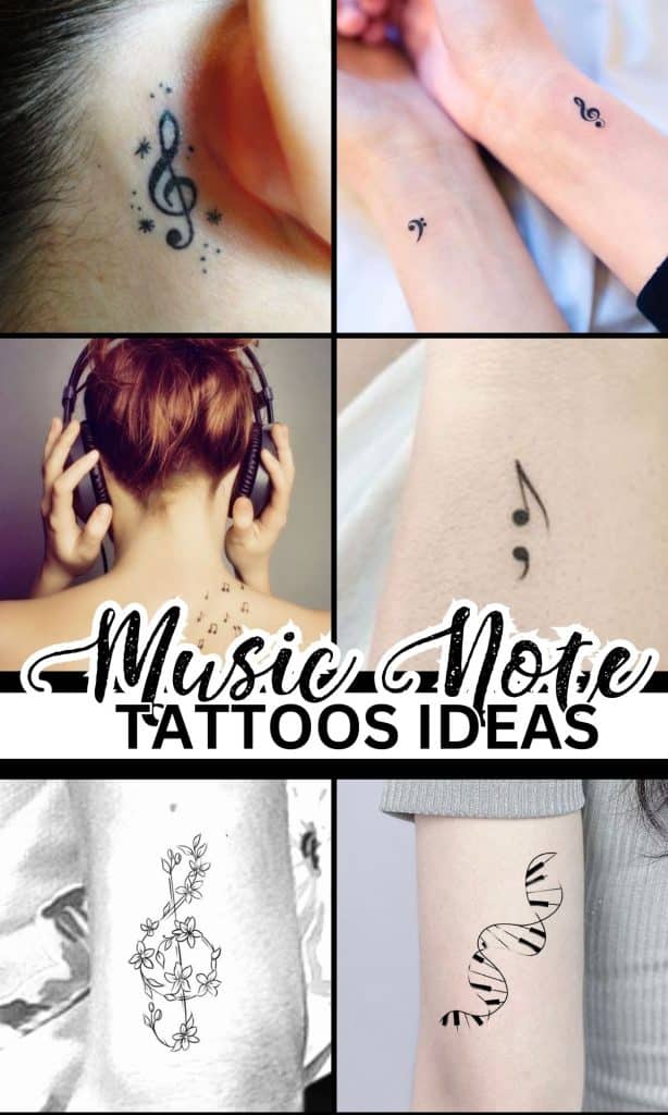 Meaning of Music Note Tattoo Behind the Ear and Design Ideas - On Your ...