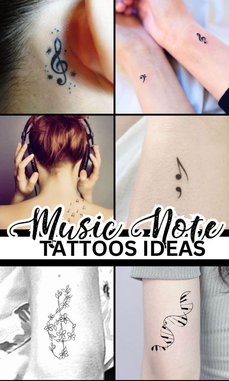 Meaning of Music Note Tattoo Behind the Ear and Design Ideas - On Your ...