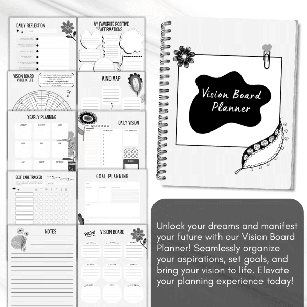 Free Vision Board Planner Worksheets 2024 - On Your Journey